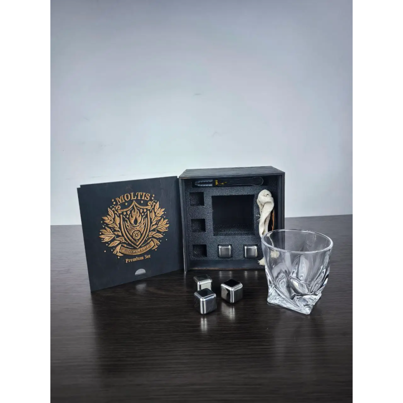 Подарунковий віскі-набір Moltis Quadro Premium з келихом, щипцями ...