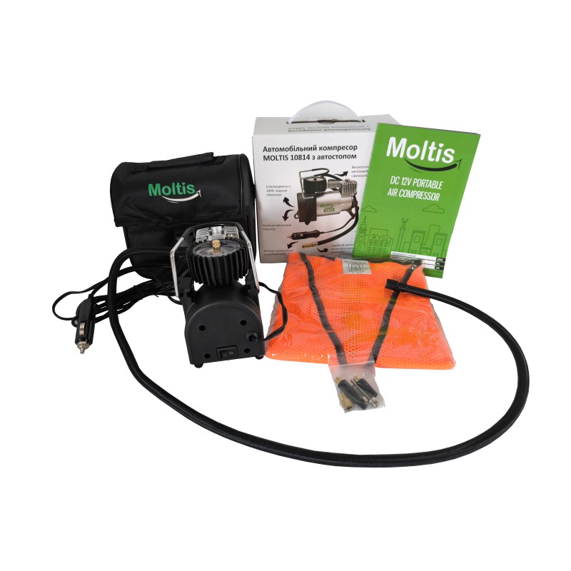 Автомобільний компресор Moltis з автостопом 12В: 37 л/хв, 7 атм, для ...