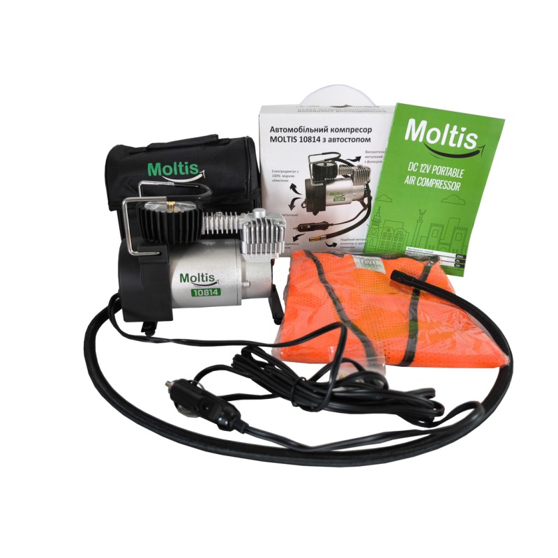 Автомобільний компресор Moltis з автостопом 12В: 37 л/хв, 7 атм, для ...